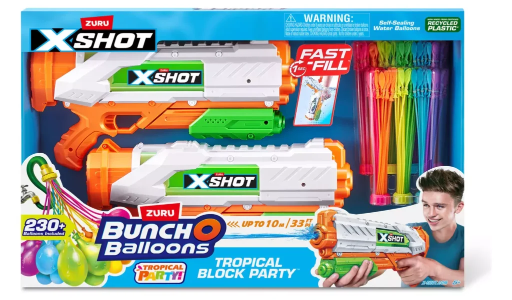 X-Shot Fast Fill Water Guns & Tropical Bunch O Balloons Pack ...