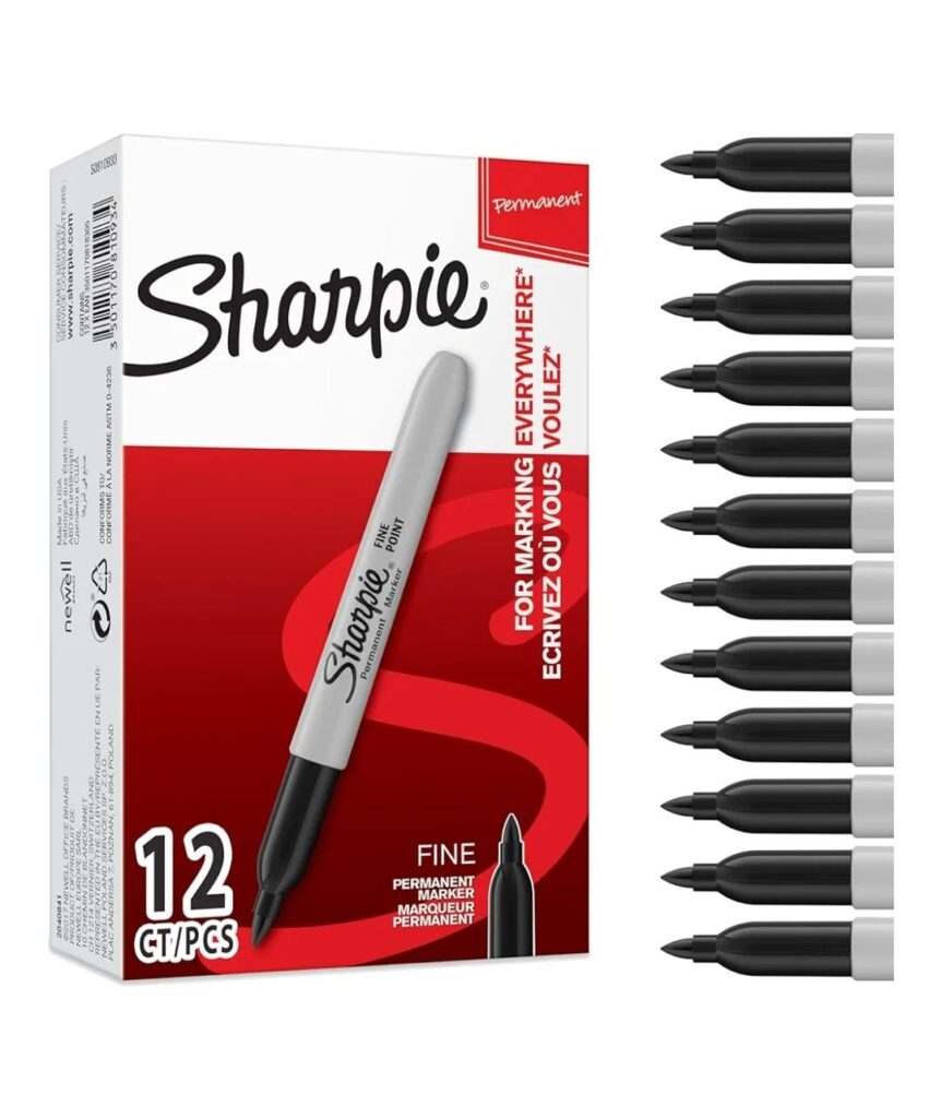 Sharpie Permanent Markers, Fine Point for Bold Details, Black Ink, 12 ...